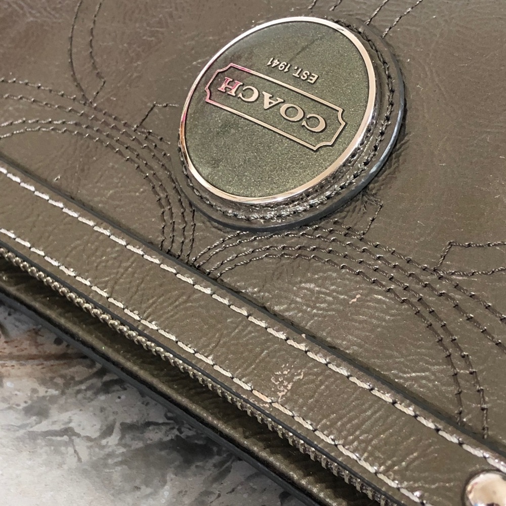 Coach Stitch Signature Stripe Leather Tote F15142 - Gem